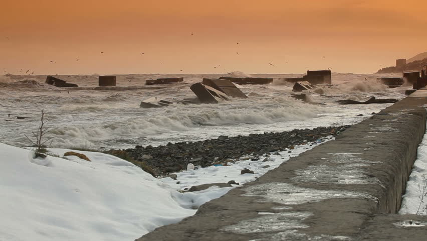 Waves Crashing Over Pier Stock Footage Video (100% Royalty-free ...
