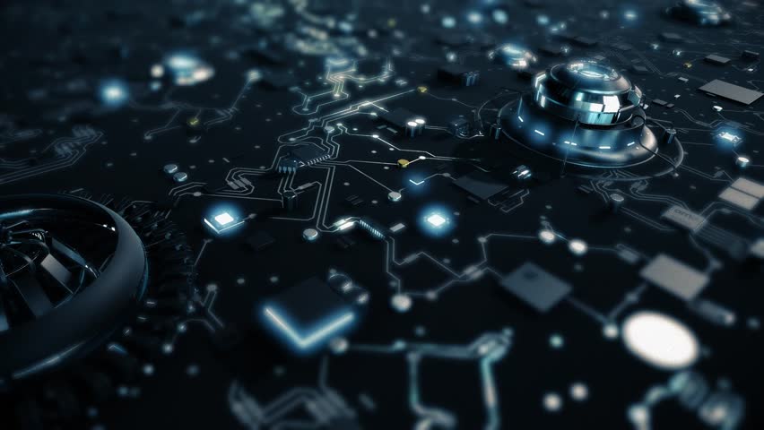 Futuristic Circuit Board with Power Stock Footage Video (100% Royalty ...