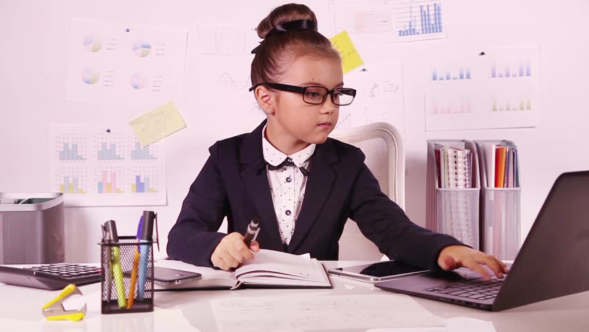 Little Office Kids Working With Documents Stock Footage Video 15387184 ...