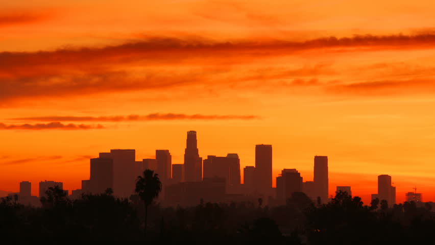 Sunrise. Los Angeles City Skyline. Timelapse. Stock Footage Video ...