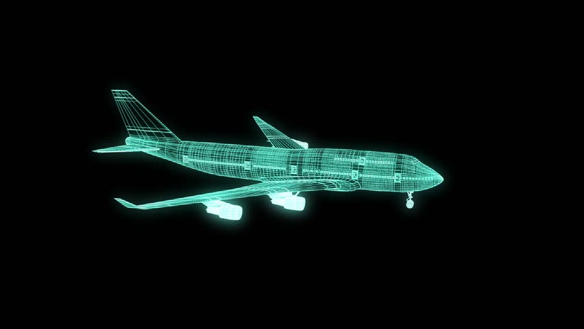 Airplane In Hologram Wireframe Style. Nice 3D Rendering Stockfootage en -video's 20494162 ...