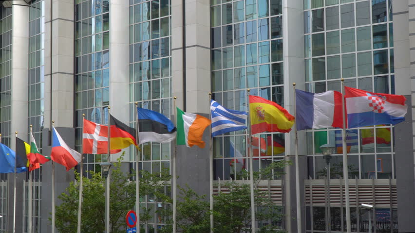 European Union Country Flags Move, Reflect On European Parliament ...