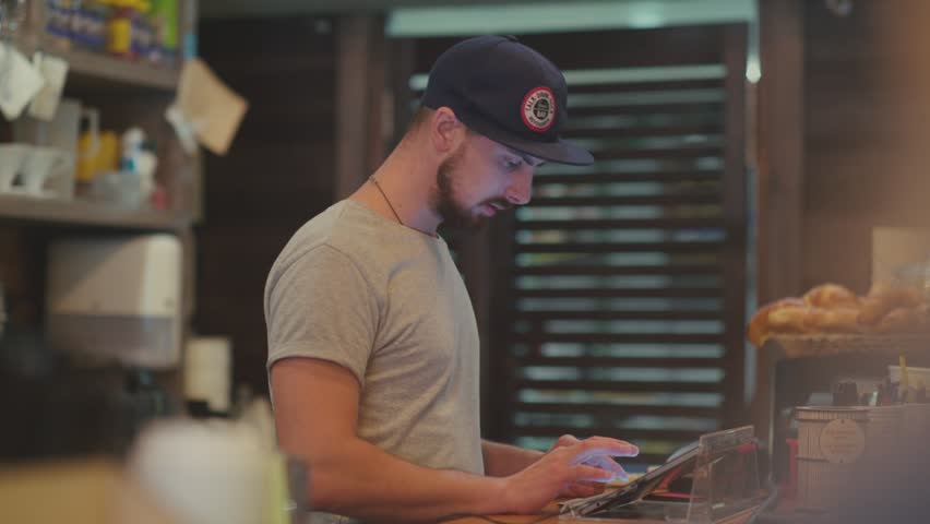 Stock video of modern barista - a guy in | 20649151 | Shutterstock