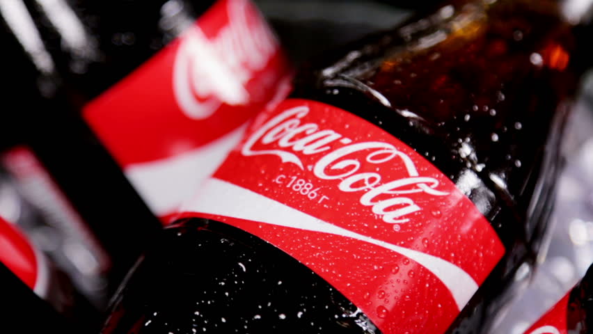 Moscow, RUSSIA - October 19 2016: Coca Cola Bottle Video Dolly. Coca ...