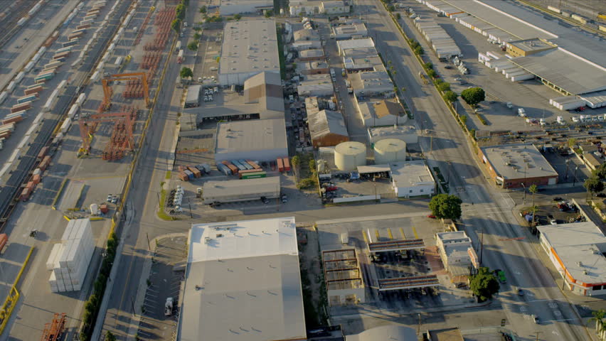 Aerial View Of Rail Freight Container Terminal, North America, USA ...