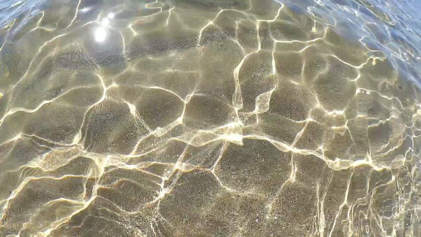 Beautiful Shore Beach With Ripple And Wavy Water Reflection In Clear ...