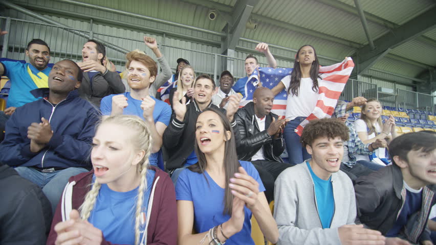 Stock Video Clip of 4K Excited fans in sports crowd, celebrating ...