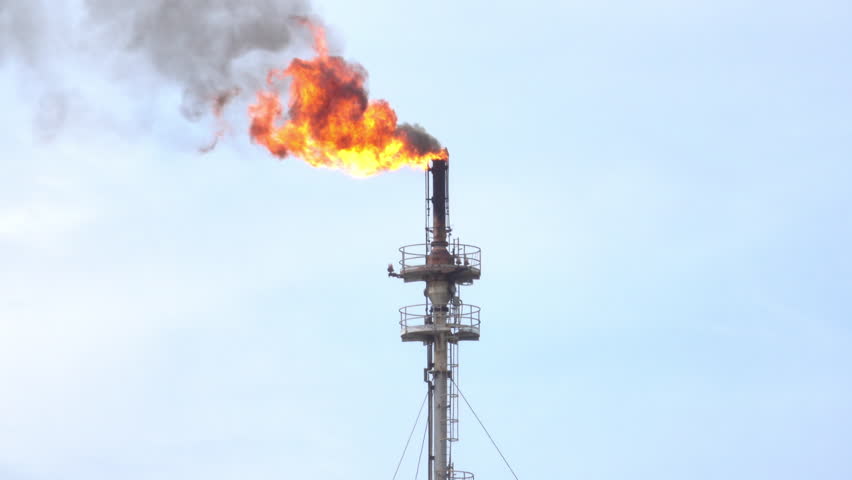Flare Tower To Blowing Gas Fire To Air Stock Footage Video 27967063 ...