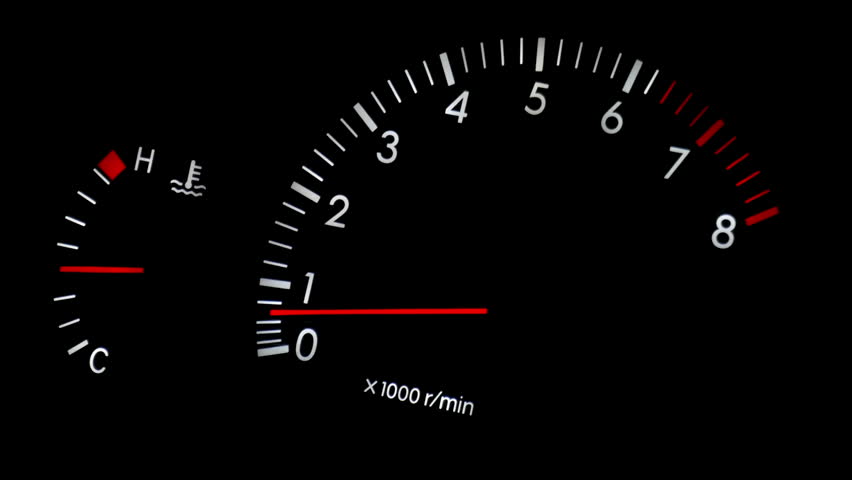 Dashboard RPM Gauge Revs Up From An Idle At 500 Up To 6000 And Back ...