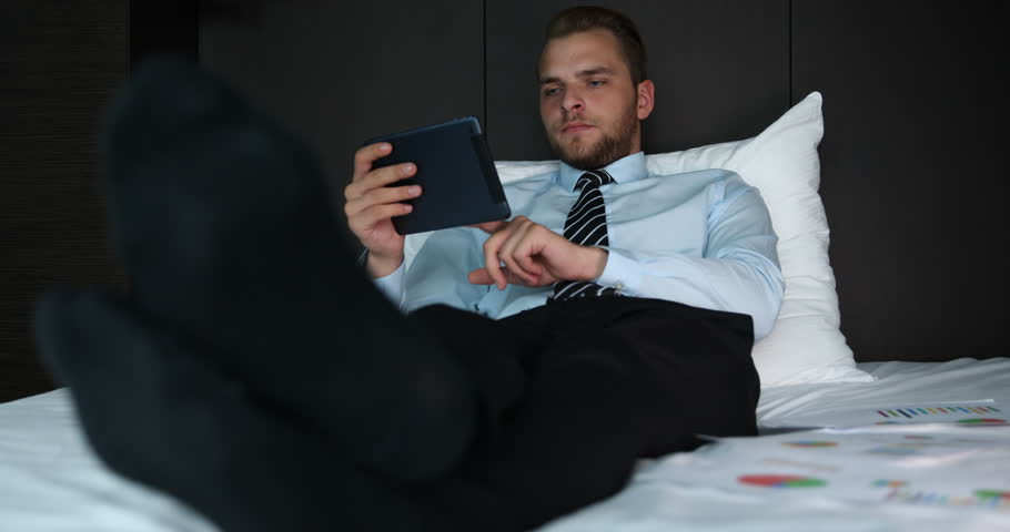Cool Young Man Watching TV In Luxury Hotel Room - HD Stock Footage ...