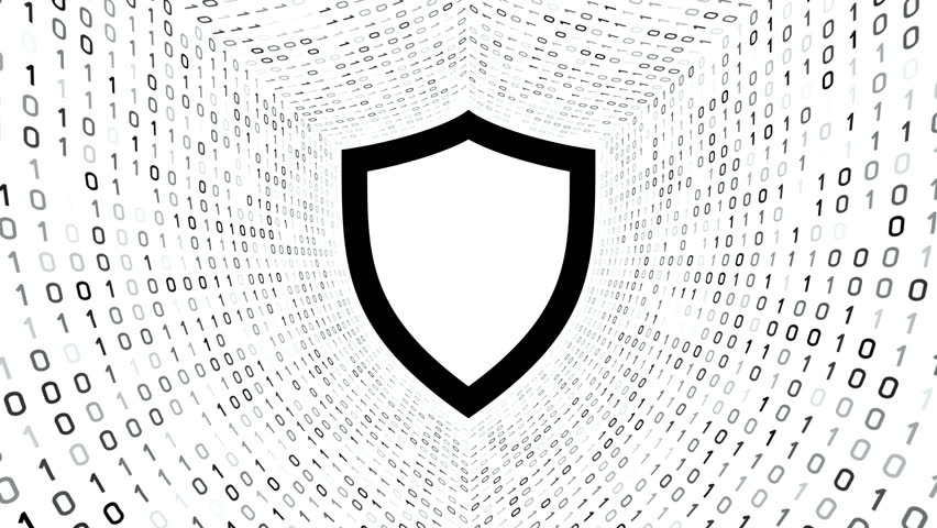 Red Shield Icon Form Red Binary Tunnel On White Background. Computer Security Concept. Seamless ...