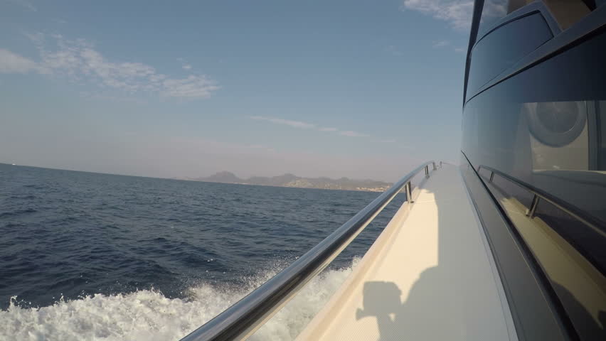 Boating In Blue Ocean Sea View From Boat Bow Deck Stock Footage Video ...