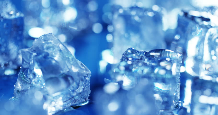 Macro Panning Of Frozen Blue Ice Bubbles Close Up Of Frozen In Blue Ice ...