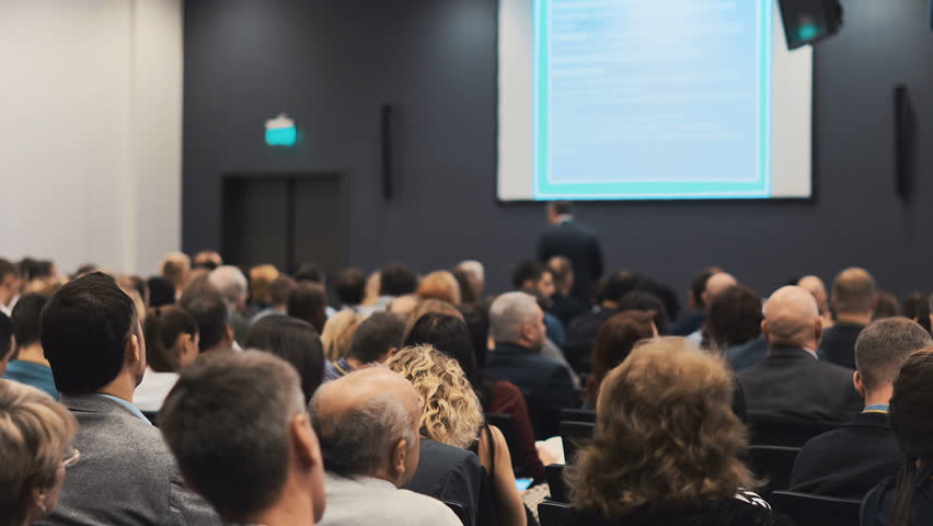 Speaker Giving A Talk On Corporate Business Conference. Audience At The ...