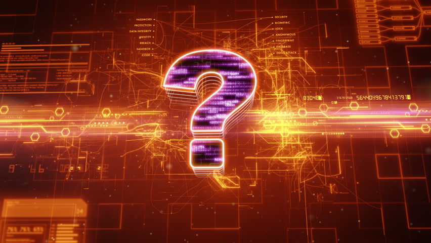 Abstract Animation Of Question Mark Icon In Digital Cyberspace Stock ...