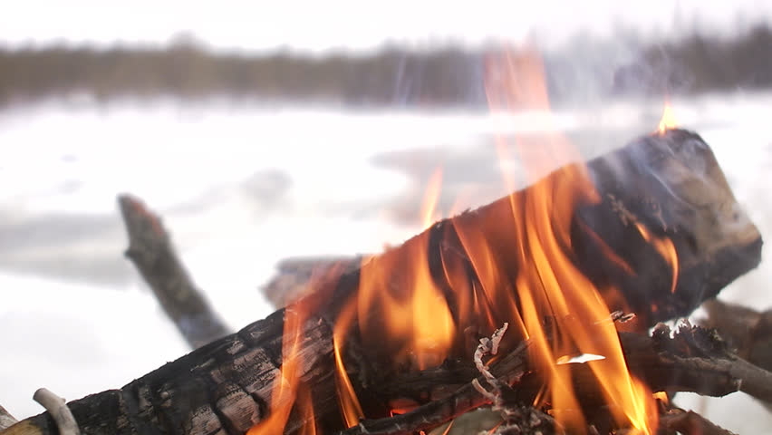 A Camp Fire in Winter Stock Footage Video (100% Royalty-free) 2440691 ...