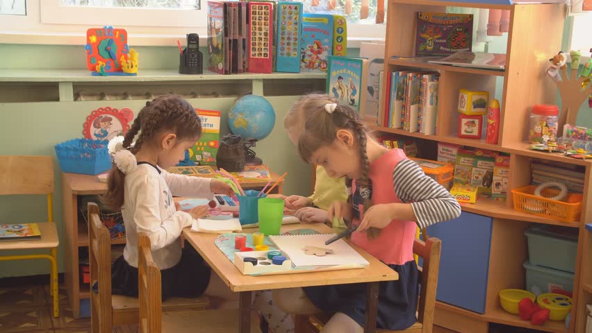 UFA, RUSSIA - MARCH, 2015: Children Plays Active Games In Nursery ...
