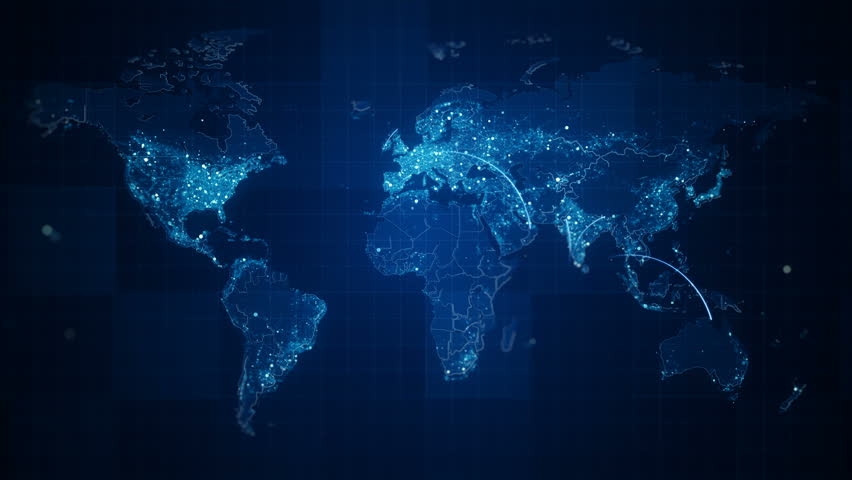 Global Blue World Map Loop. This Animated World Map With Visual Effects ...