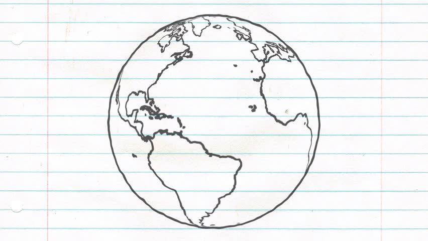 Earth Drawing Paper Cartoon Hand Drawn Animation Spinning Globe World ...