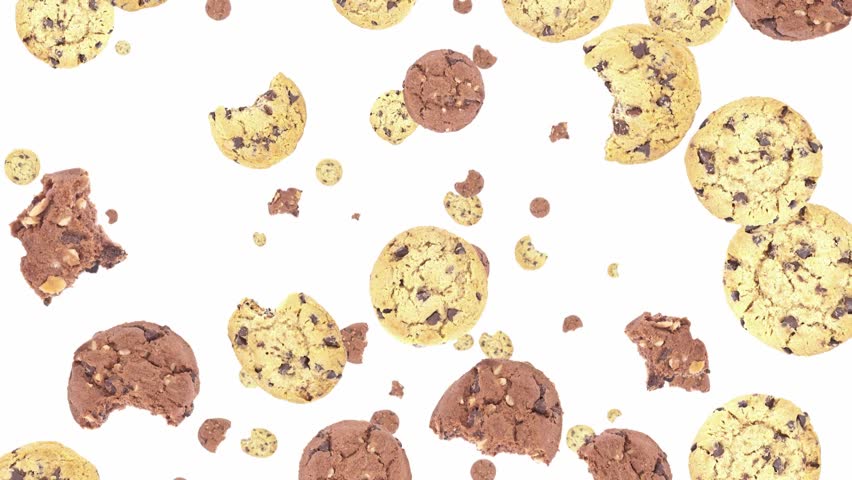 Cookies Falling Down On White Background (ends On Blue) Stock Footage ...