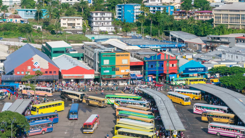 Suva, Fiji - Mar 24, 2017: 4k Timelapse Video Of Commuters At Bus ...