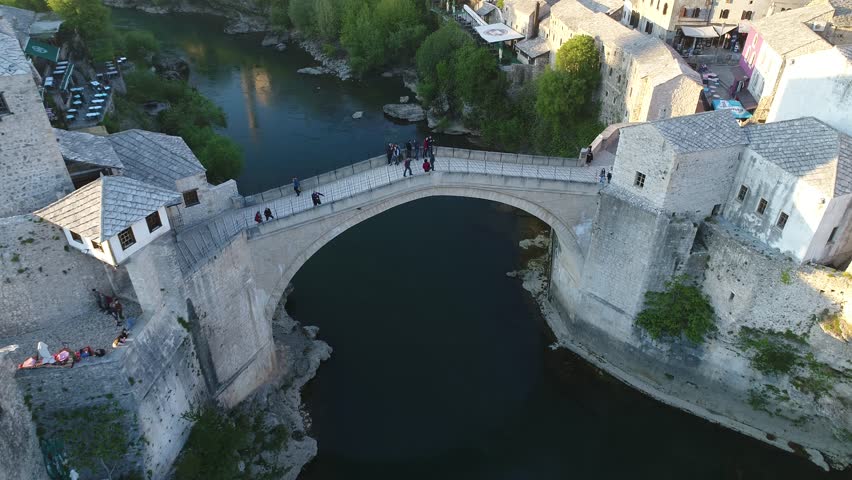 Old Bridge In Mostar, Bosnia And Herzegovina | Aerial View Old Bridge ...