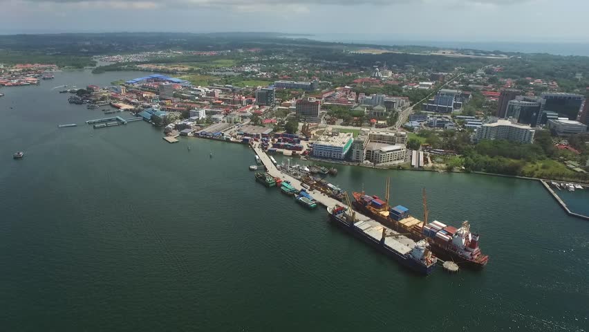 Labuan,Malaysia-Apr 13,2017:Aerial View Of Shipping Containers Waiting ...