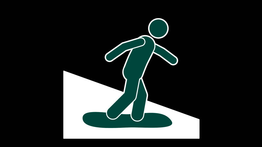 Stick Figure Snowboarding with Alpha Stock Footage Video (100% Royalty ...