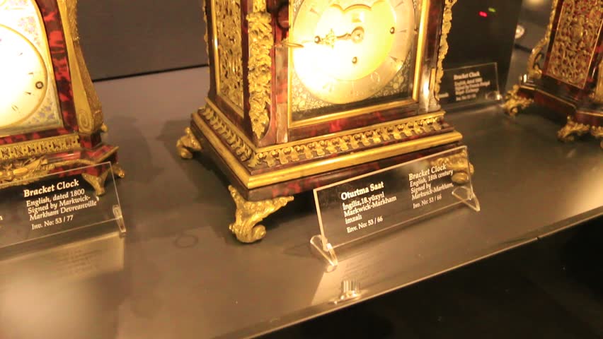 ISTANBUL, TURKEY, MARCH 22, 2016: Exhibition Of Ancient Clocks In The ...