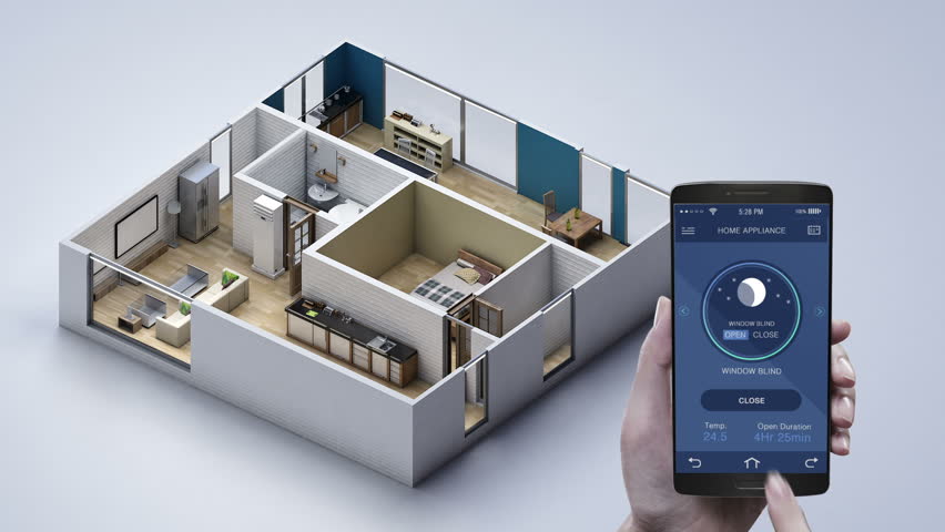 IoT Smart Home, Touching Mobile Home Appliance, Home Security Control ...