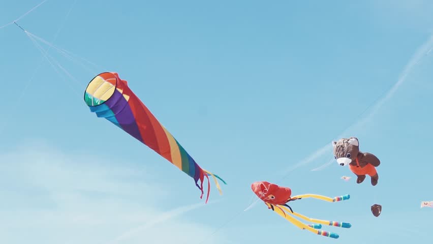Many Colourful Kites in Flight Stock Footage Video (100% Royalty-free ...