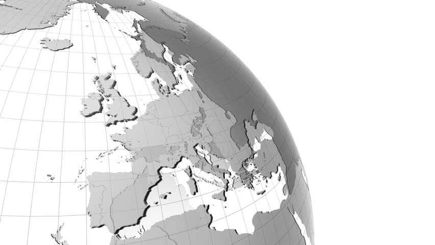 Rotating 360 Clean Earth Globe With Transparent Oceans And Very ...