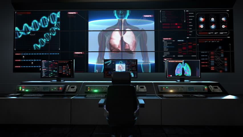 Back View Of Technical Controller/ Operator Working At His Workstation ...