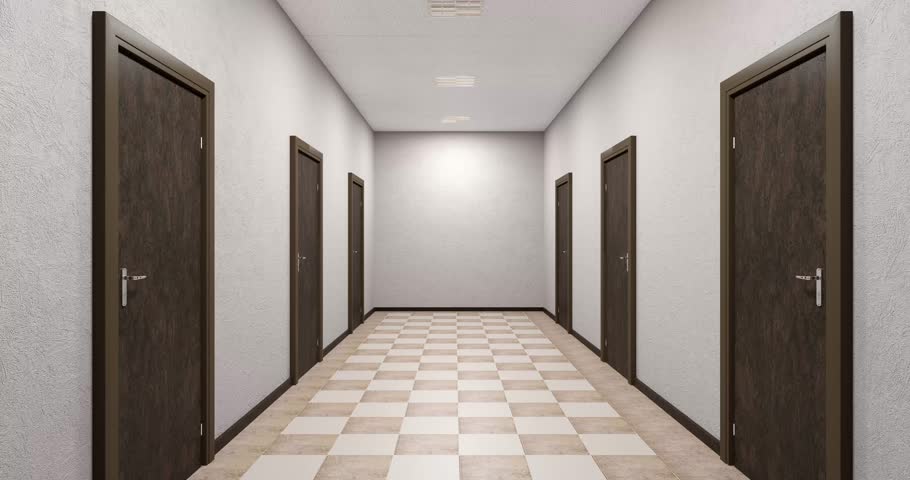 Stock video of empty corridor with open doors, in | 29116321 | Shutterstock