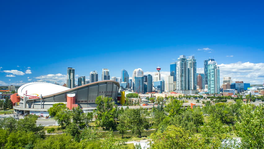 Stock Video Clip of Calgary time lapse of skyline with clouds ...