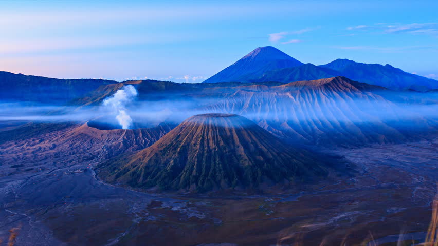 Bromo Volcano Sunrise Landmark Nature Stock Footage Video (100% Royalty ...
