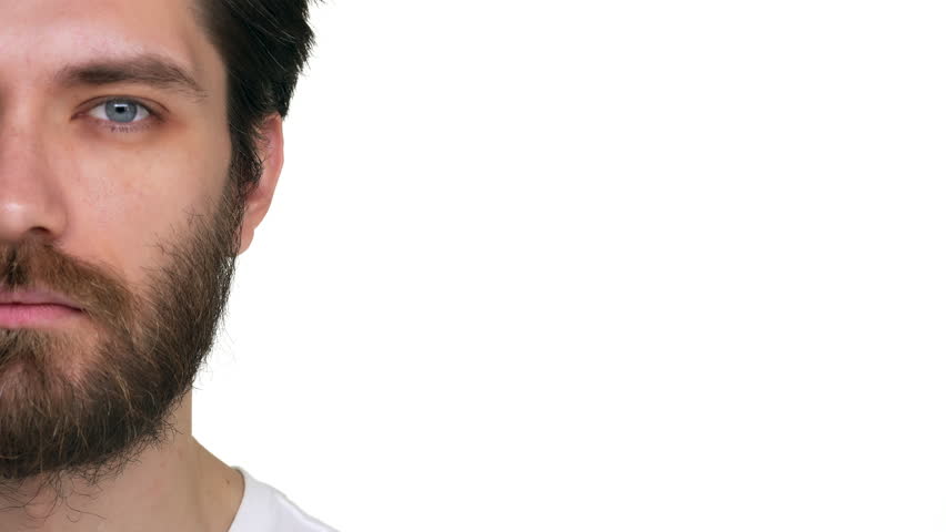 Handsome Man Portrait Close Up Half Face Character Series Isolated On ...