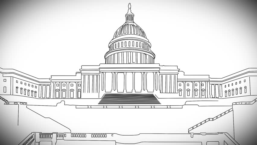 4K US Capitol Building In Washington DC Handdrawn Minimal Design ...