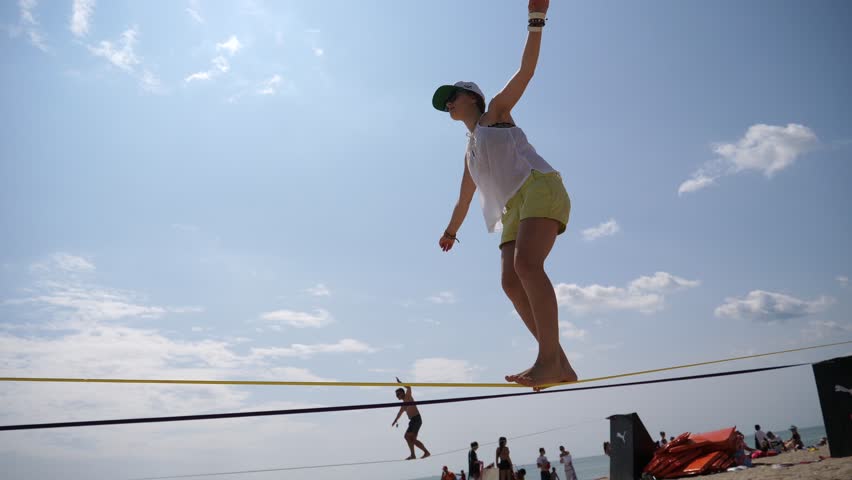 Girl Jumping From Springboard And Diving In Swimming Pool -Slow Motion ...