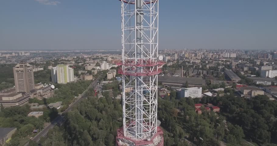 Stock Video Clip of Aerial TV tower. TV tower in Kiev | Shutterstock