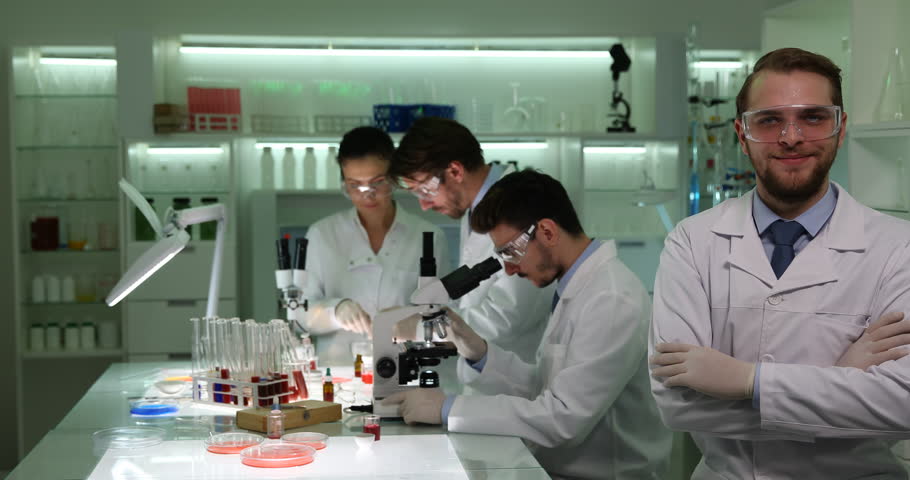 Medical Doctors Forensics Working On Scientific Experiments Talking ...