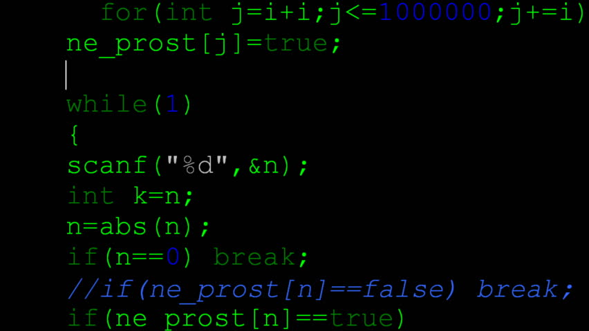 C Programming Code Running Down A Computer Screen Terminal 動画素材 7092