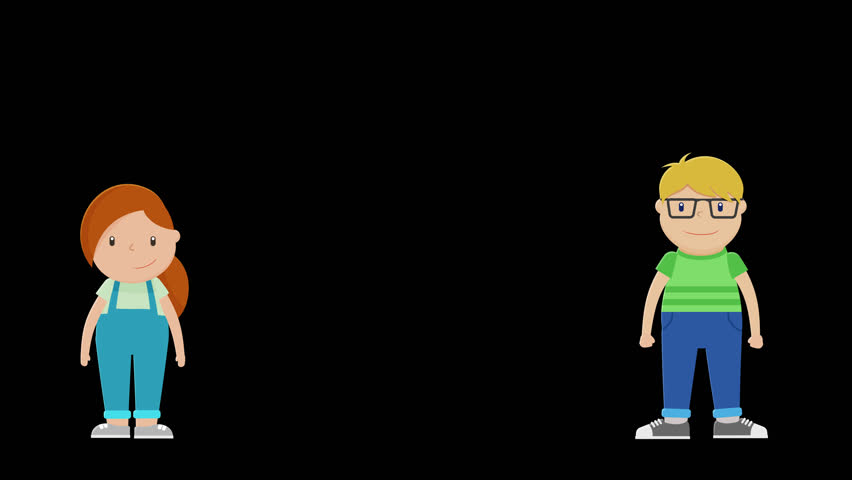 2D Animation Boy And Girl Talking On Chalkboard Background,loop With ...