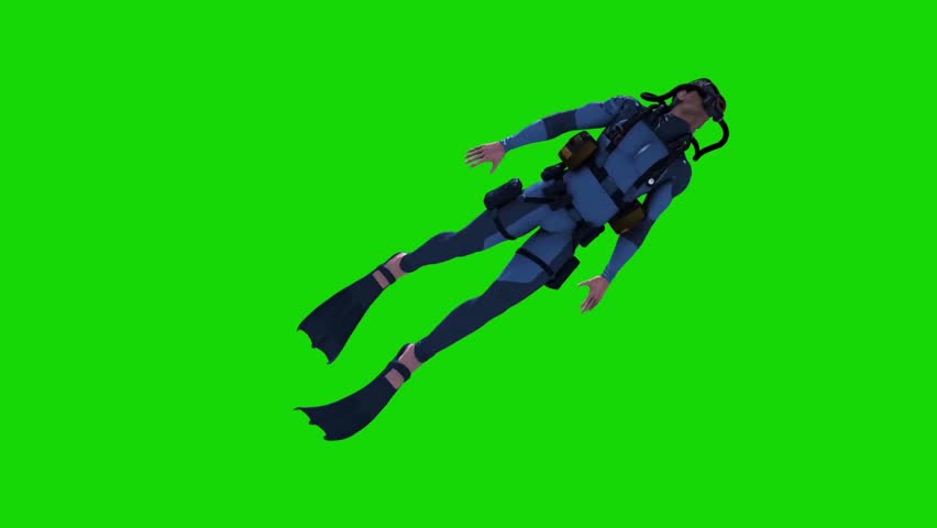 Stock Video Clip of Diver Swimcycle Scuba Diving Cylinders Down Green ...