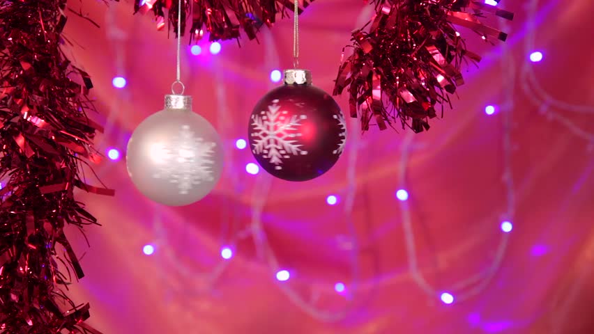 Christmas Background Loop. Rotating Christmas Decorations And Falling ...