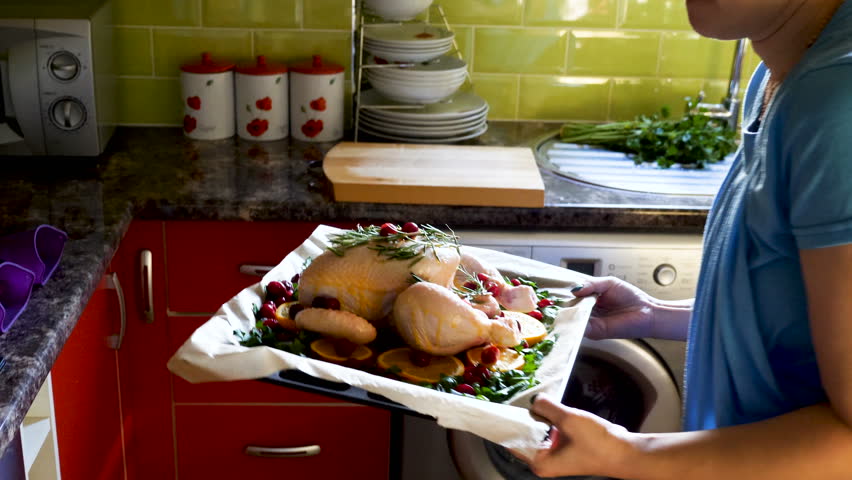 Female Hands Preparing Raw Chicken Stock Footage Video (100% Royalty ...