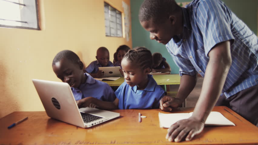 4k Of African School Students / Pupils Using Touch Screen Tablet ...