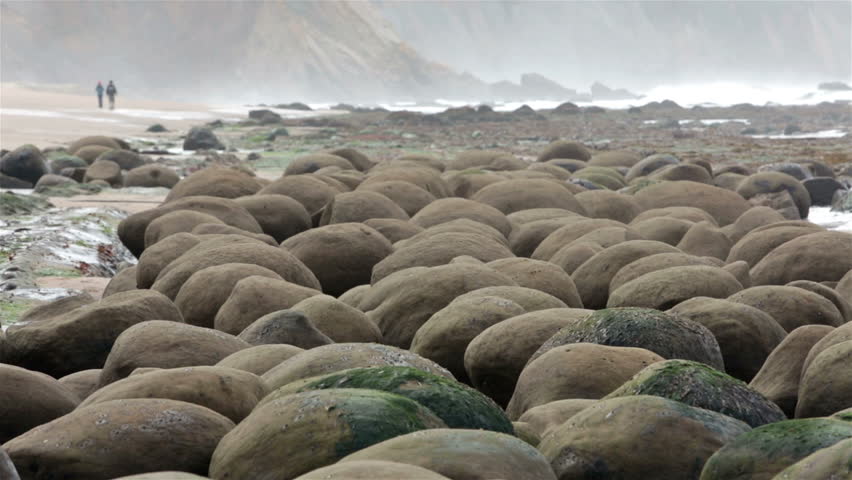 Friend Couple Walk On Bowling Ball Beach Pacific Ocean California ...