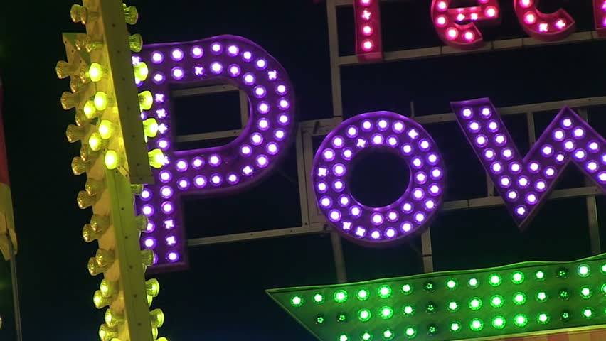 Carnival Ride Sign at Night Stock Footage Video (100% Royalty-free ...