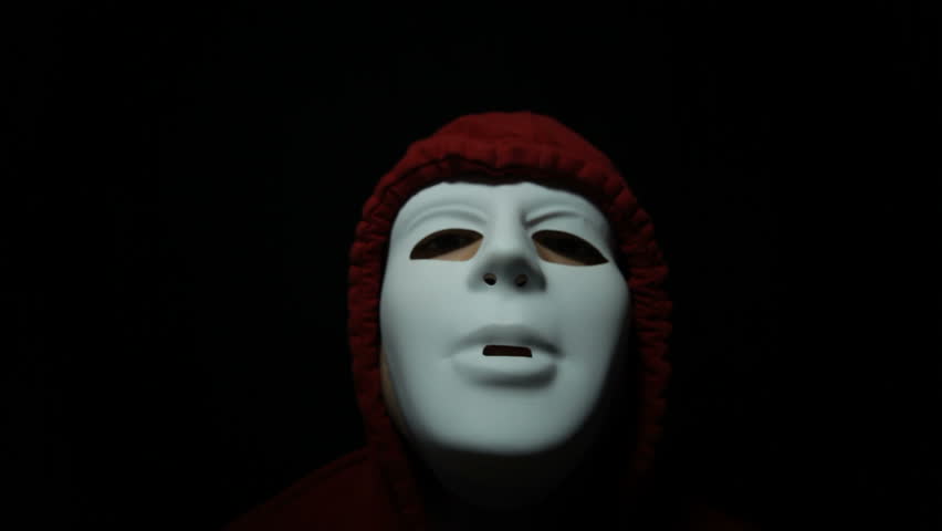 Horror Masked Man Over Dark Stock Footage Video (100% Royalty-free ...